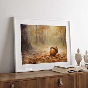 Rustic Fall Wall Art Acorn Fall Painting Fall Acorn Vintage Fall Decor ...