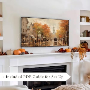 Fall Frame TV Art Fall American Town City Art Landscape Painting ...