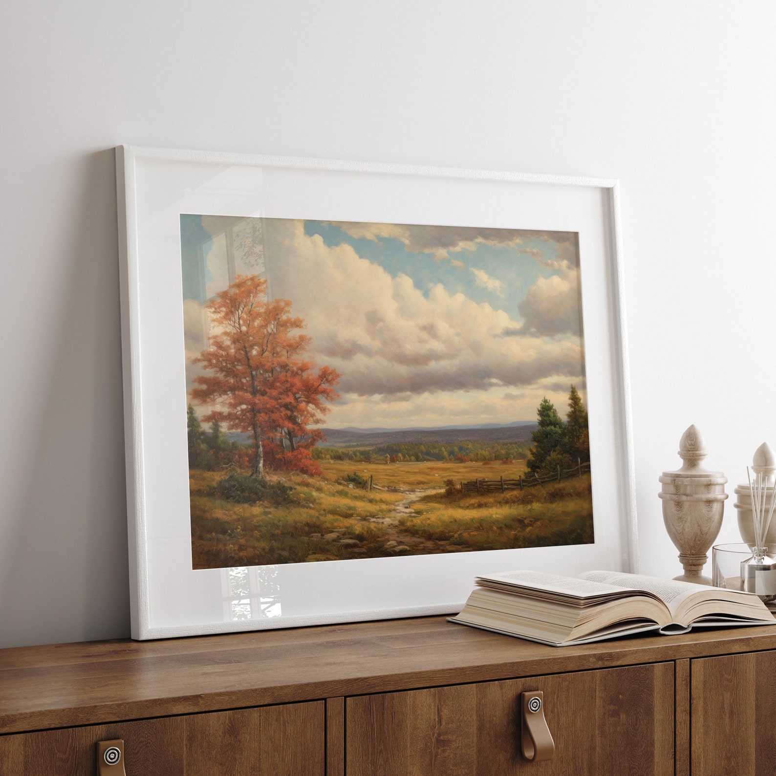 American Vintage Fall Landscape Painting Fall Vintage Fall Wall Art ...