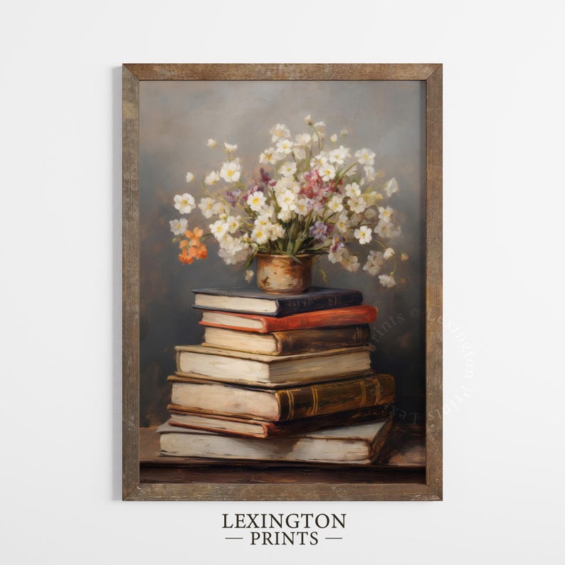 Floral Spring Wall Art Book Still Life Spring Print Spring Decor Dark ...