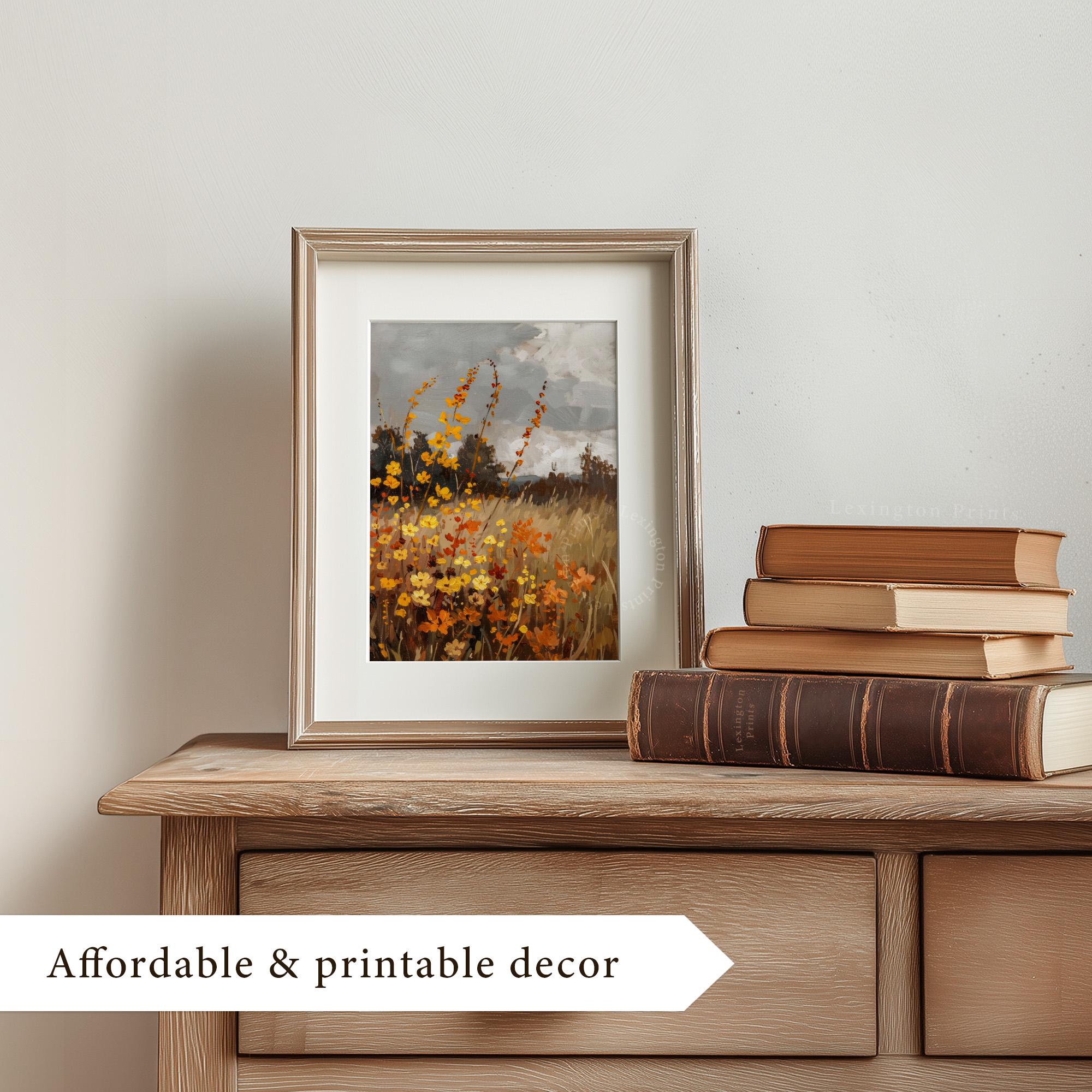 Moody Fall Wildflower Print, Fall PRINTABLE Wall Art, Fall Print Autumn ...