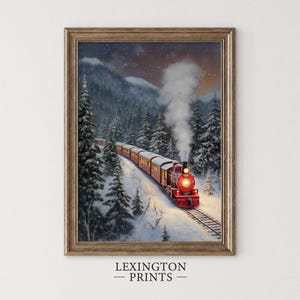 Christmas Train Art Vintage Christmas Wall Art Forest Wall Art ...