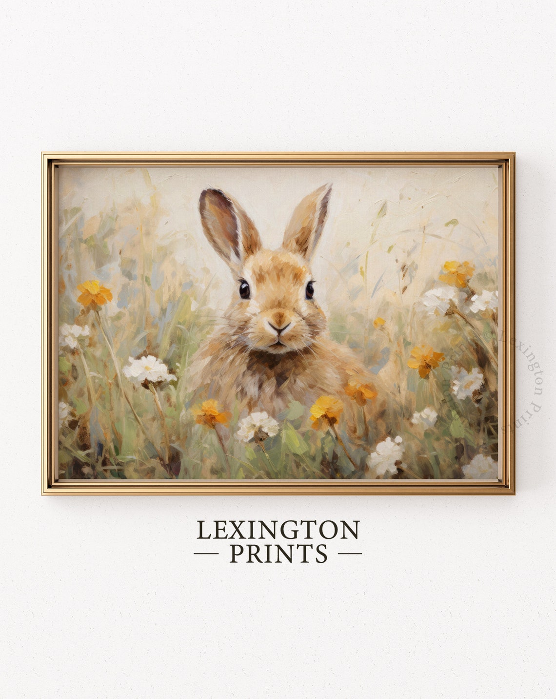 Spring Bunny Rabbit in Wildflower Field Printable, Light Spring Decor ...