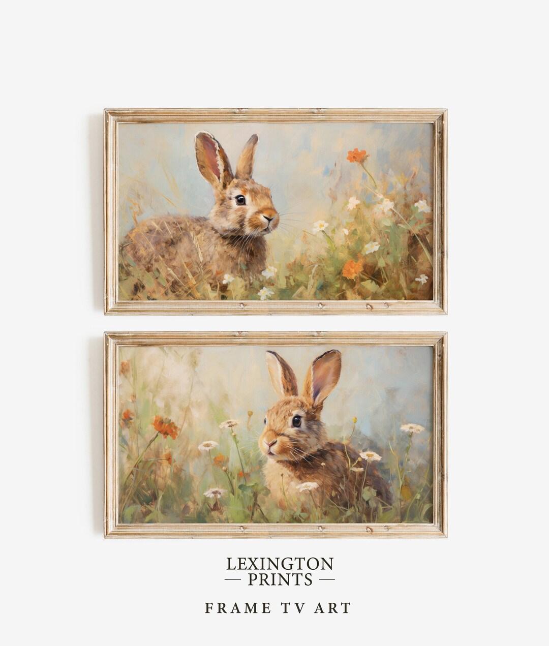 Bunny Rabbit TV Art Set of 2, Spring Samsung Frame TV Art, Easter Bunny ...