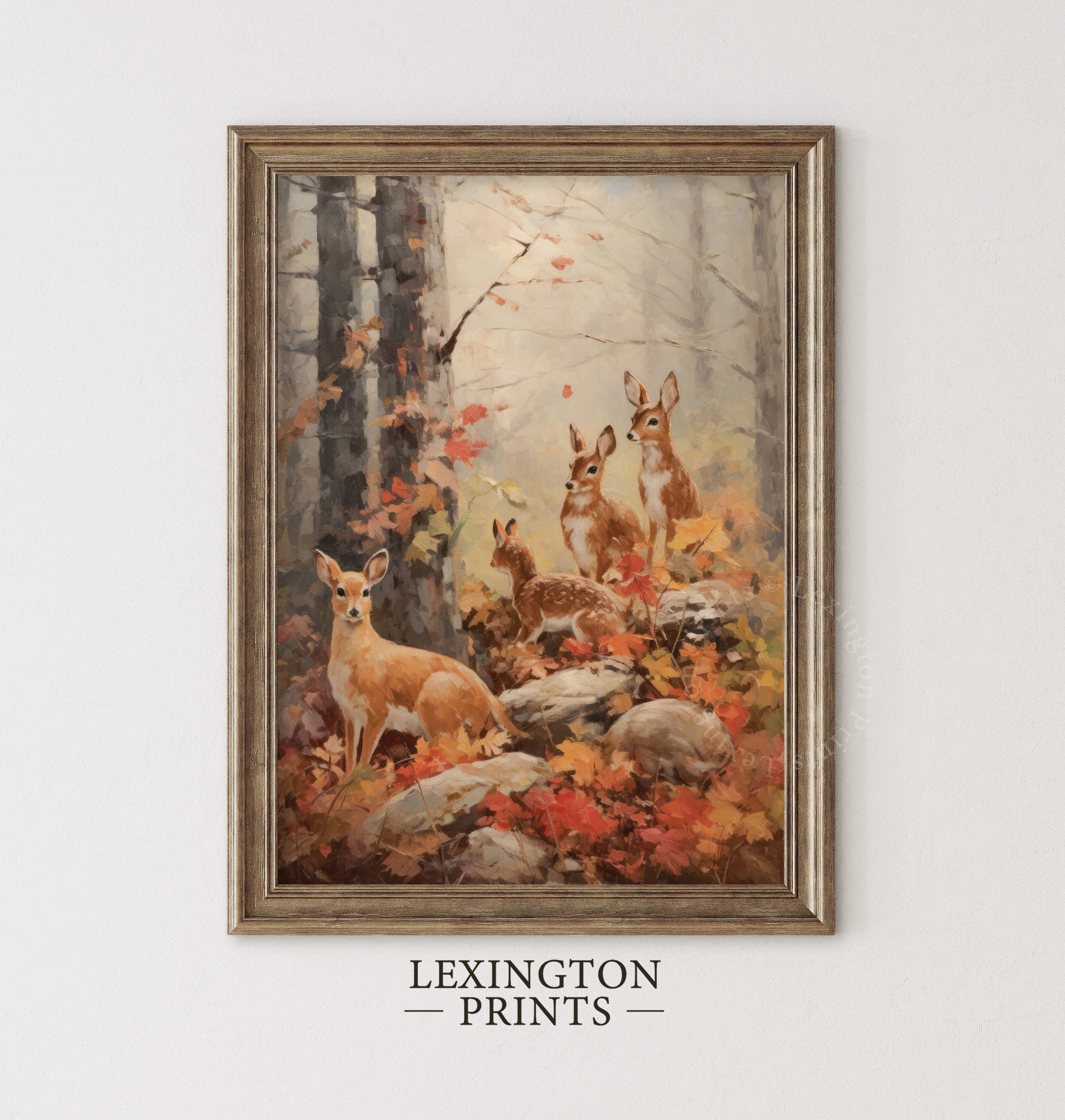 Rustic Fall Decor Wall Art Deer Painting Fall Printable Vintage Autumn ...
