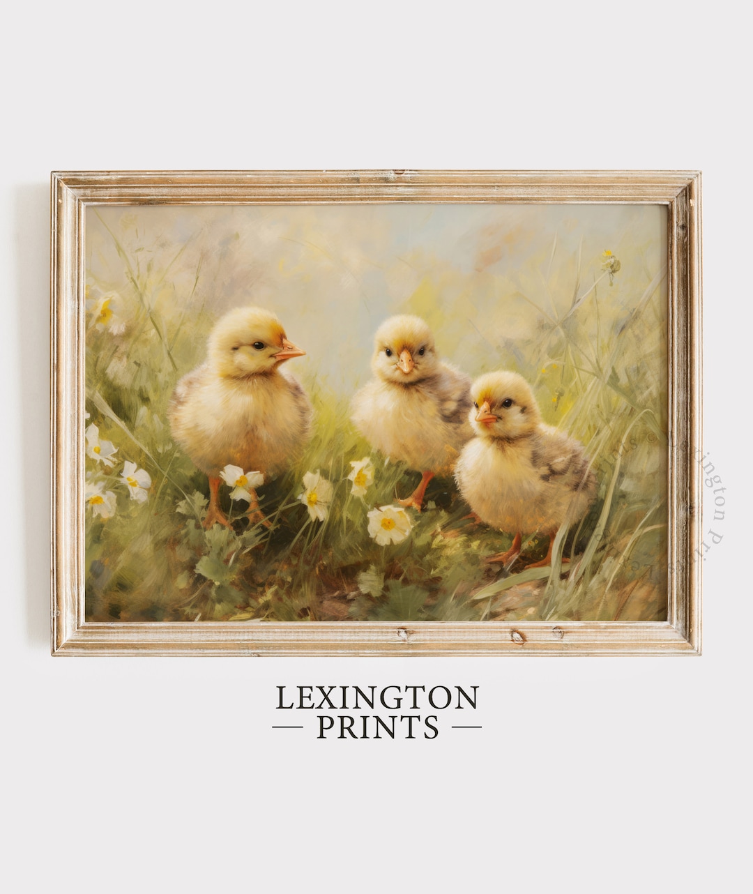 Baby Chicks in Wildflower Field Printable, Spring Print Chicken ...