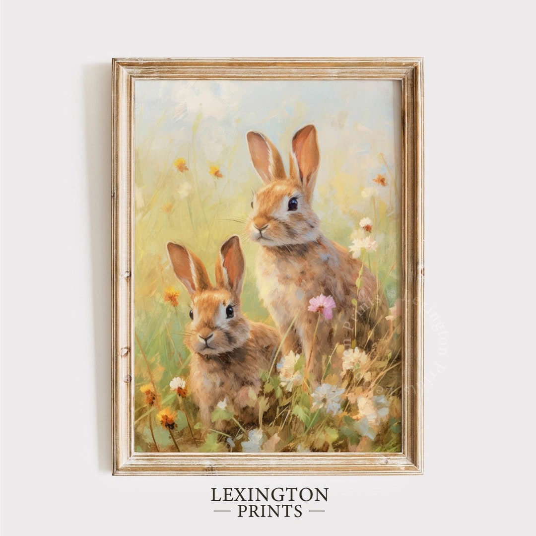 Spring Bunny Rabbits Spring Decor Vintage Spring Printable Farmhouse ...