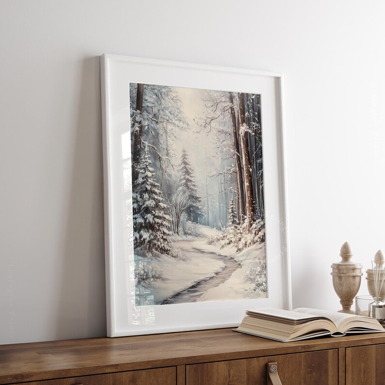 Winter Decor Landscape Print, Winter Printable Wall Art, Vintage Winter ...