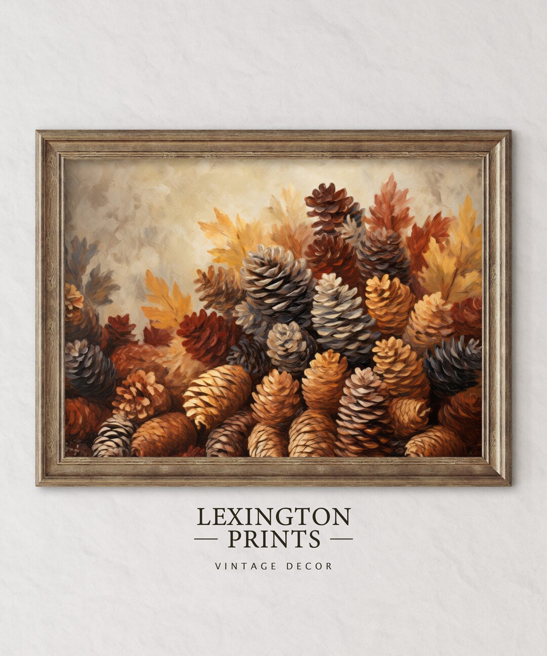 Rustic Fall Wall Decor Printable Pinecone Decor Painting Fall - Etsy