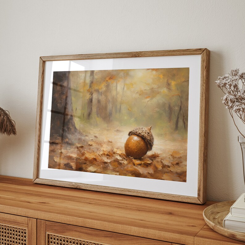 Rustic Fall Wall Art Acorn Fall Painting Fall Acorn Vintage Fall Decor ...