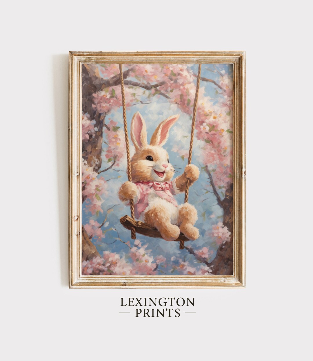 Cute Swinging Easter Bunny Printable Easter Print Spring Print Easter ...