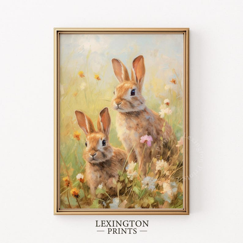 Spring Bunny Rabbits Spring Decor Vintage Spring Printable Farmhouse ...
