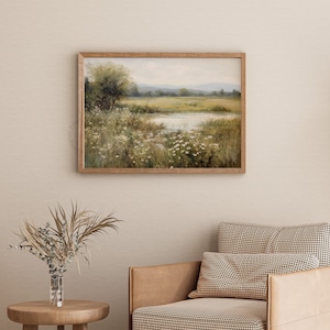 Spring Printable Wildflower Field Landscape Painting, Spring Print ...