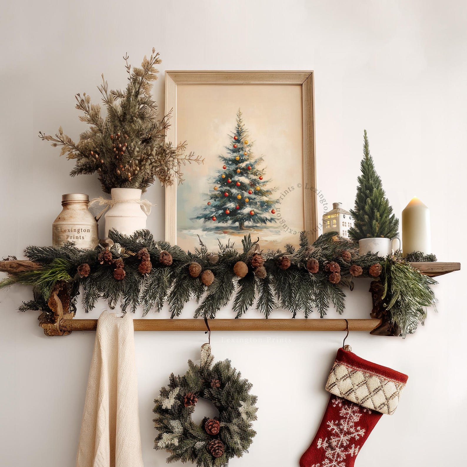 Beige Christmas Tree Print, Christmas Printable Wall Art, Neutral ...