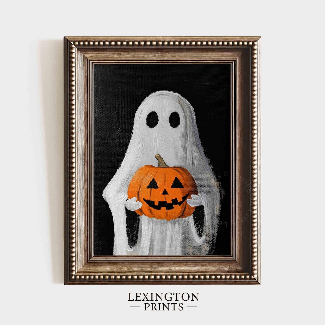Ghost & Jack O Lantern Halloween Printable Wall Art, Ghost Print ...