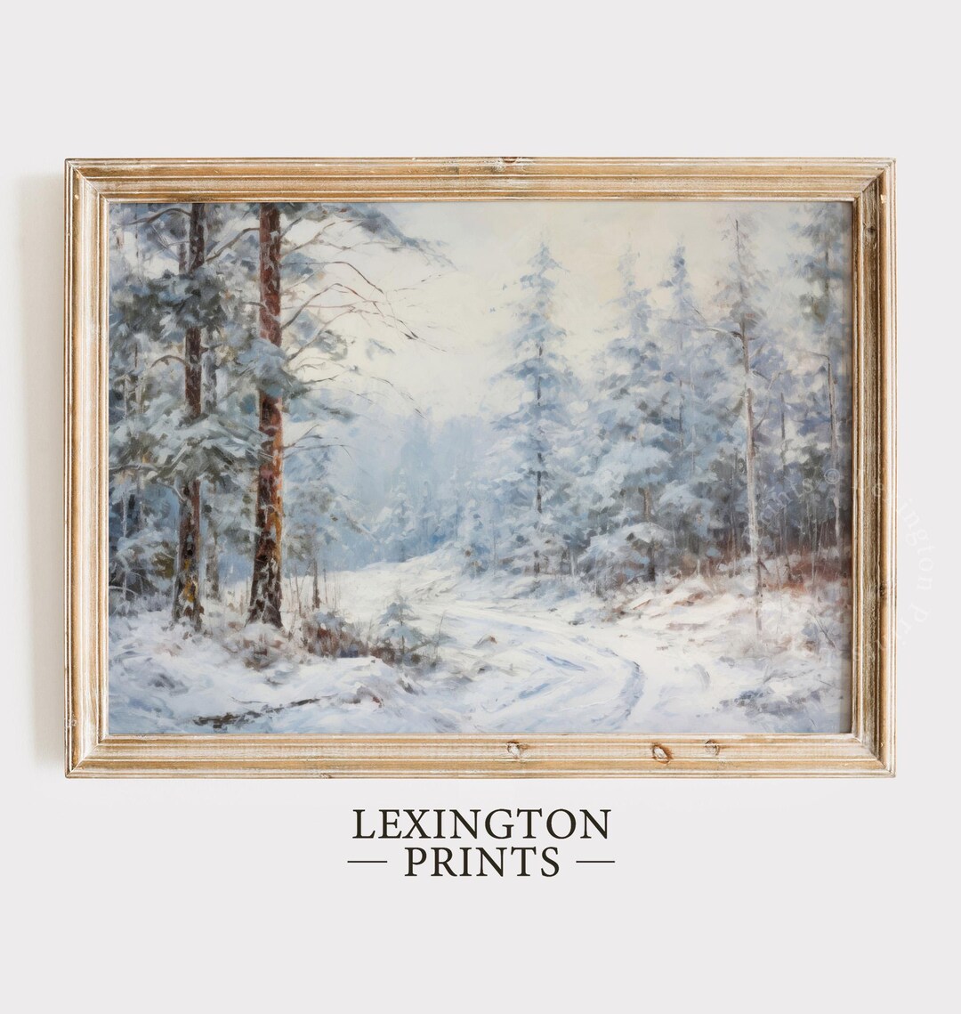 Snow Christmas Landscape Painting Christmas Wall Art Christmas Print ...