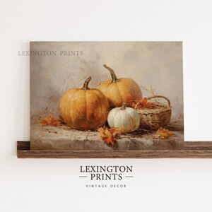 Fall Art Printable Pumpkin Still Life Oil Painting Rustic Fall Decor ...
