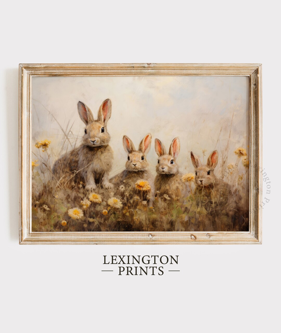 Spring Bunny Rabbits Spring Decor, Vintage Farmhouse Print, Vintage ...