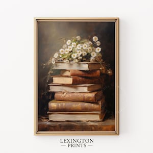 Book Stack Art Rustic Spring Wall Art Farmhouse Spring Print Spring ...