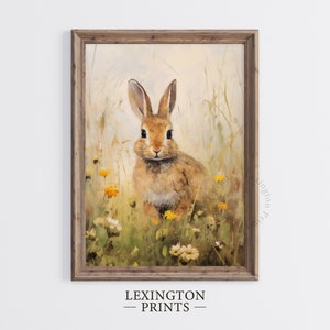 Spring Bunny Rabbit Printable, Wildflower Field Art Easter Print ...