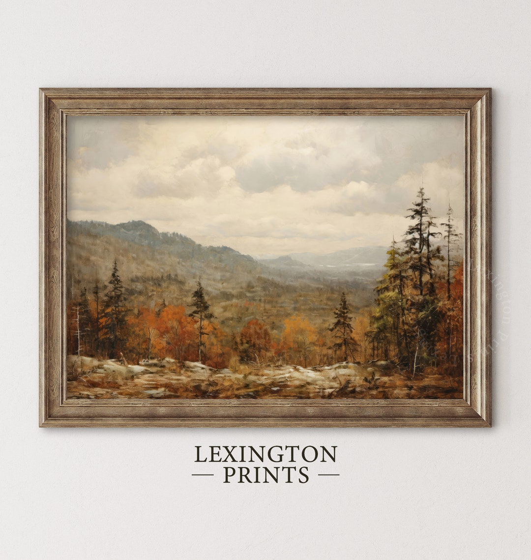 Vintage Autumn Landscape Painting Fall Landscape Wall Art Autumn Decor ...