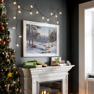 Snow Winter Landscape Painting Christmas Wall Art Christmas Print ...