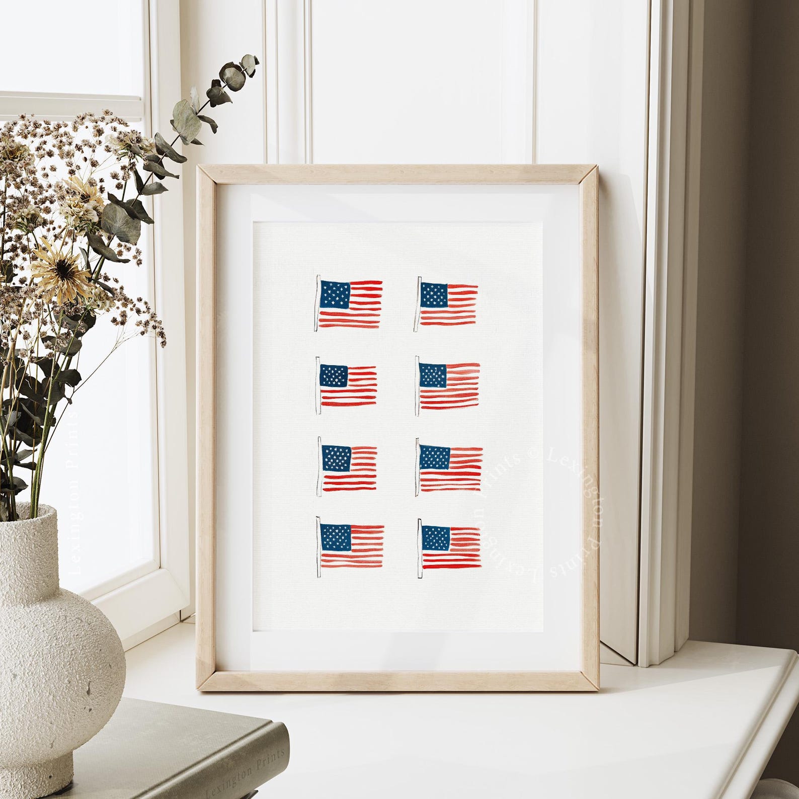 Printable American Flag Wall Art, Vintage 4th of July Print, Fourth of ...