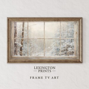 Snowy Window Christmas Frame TV Art Christmas Forest Wall Art Landscape ...