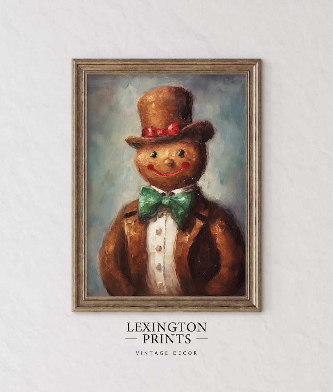 Cute Christmas Gingerbread Man Portrait Christmas Decor Christmas Wall ...