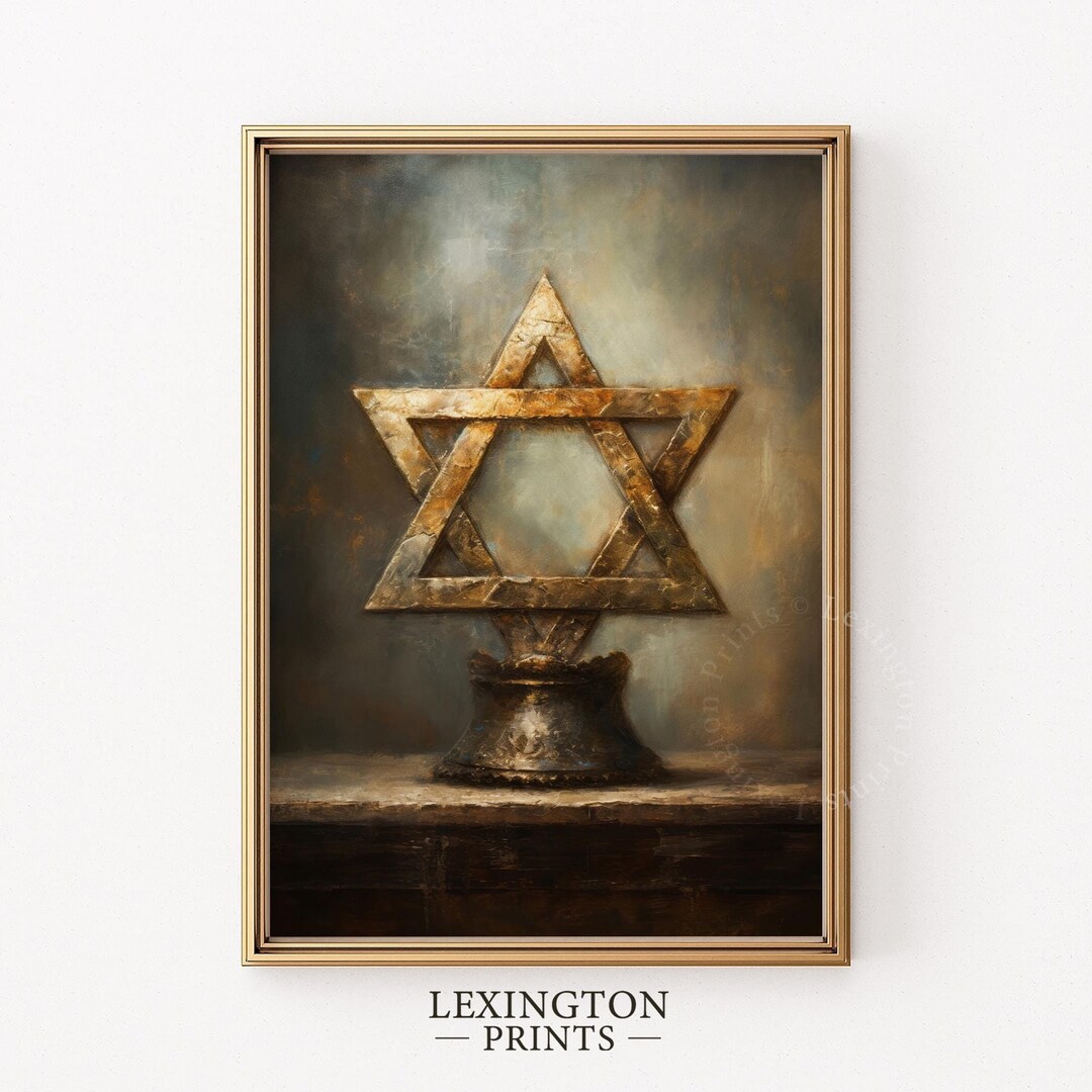 Vintage Jewish Wall Art Star of David Art Oil Painting Printable Art ...