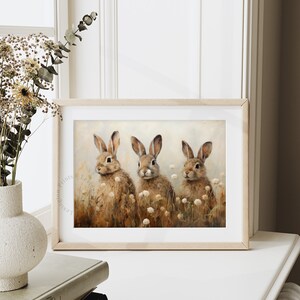 Spring Bunny Rabbits Spring Decor, Vintage Farmhouse Print, Vintage ...