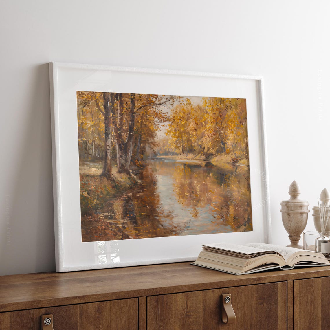 Fall Printable Forest Landscape Painting, Fall Decor Vintage Autumn ...