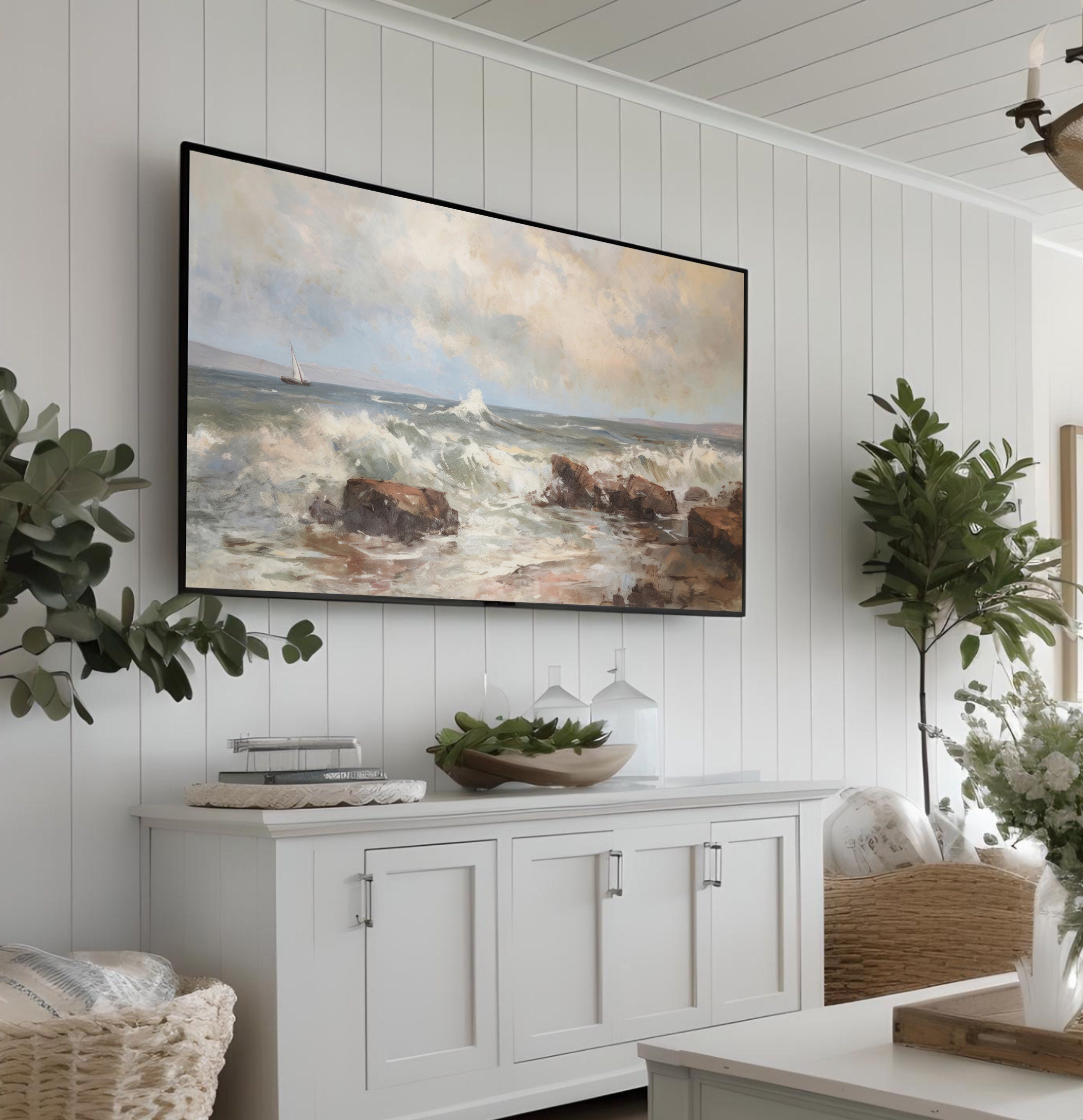 Dark Ocean Waves TV Art Coastal TV Art, Samsung Frame TV Art, Ocean Tv ...