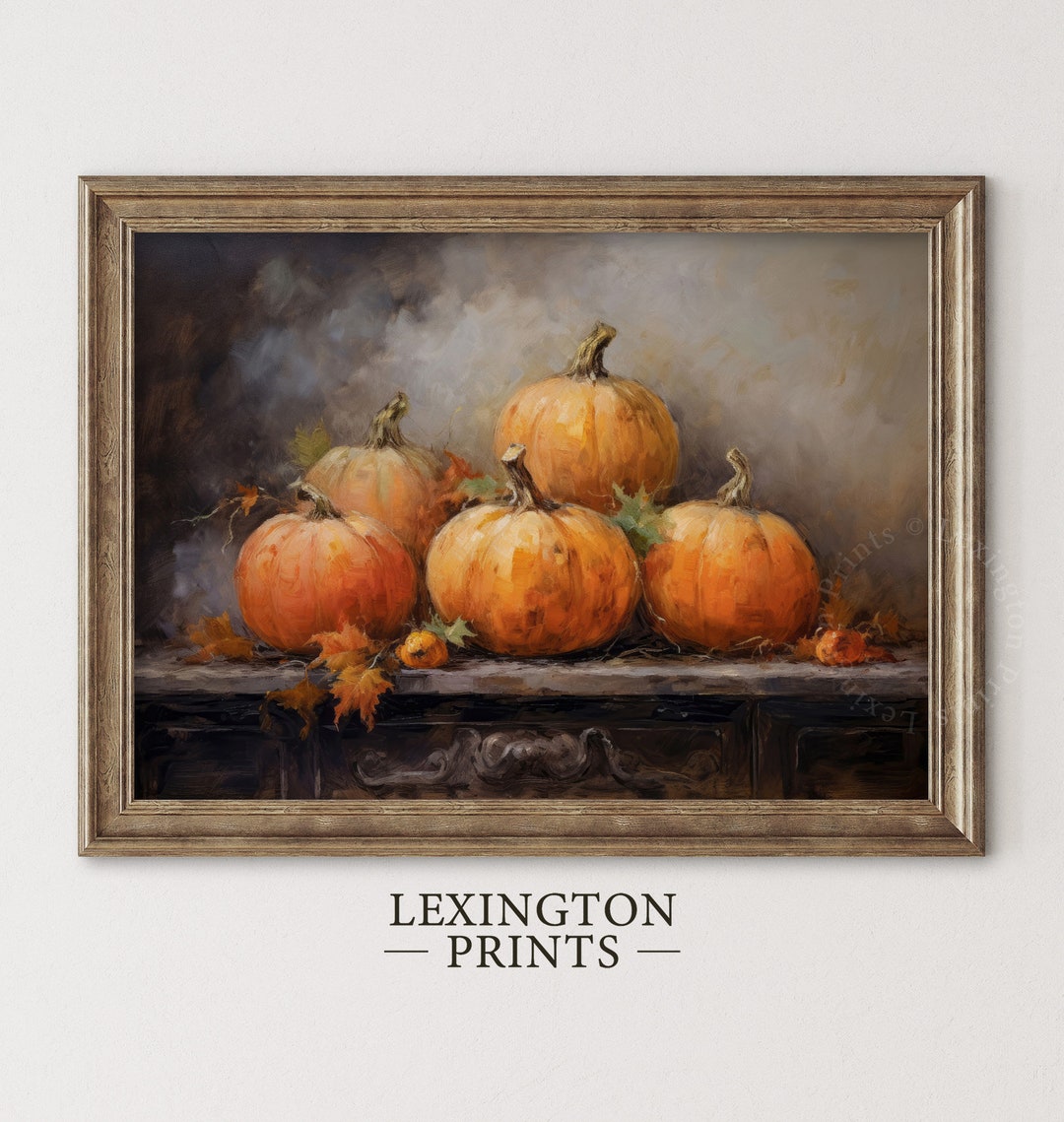 Vintage Halloween Wall Decor Printable Pumpkin Still Life Painting ...