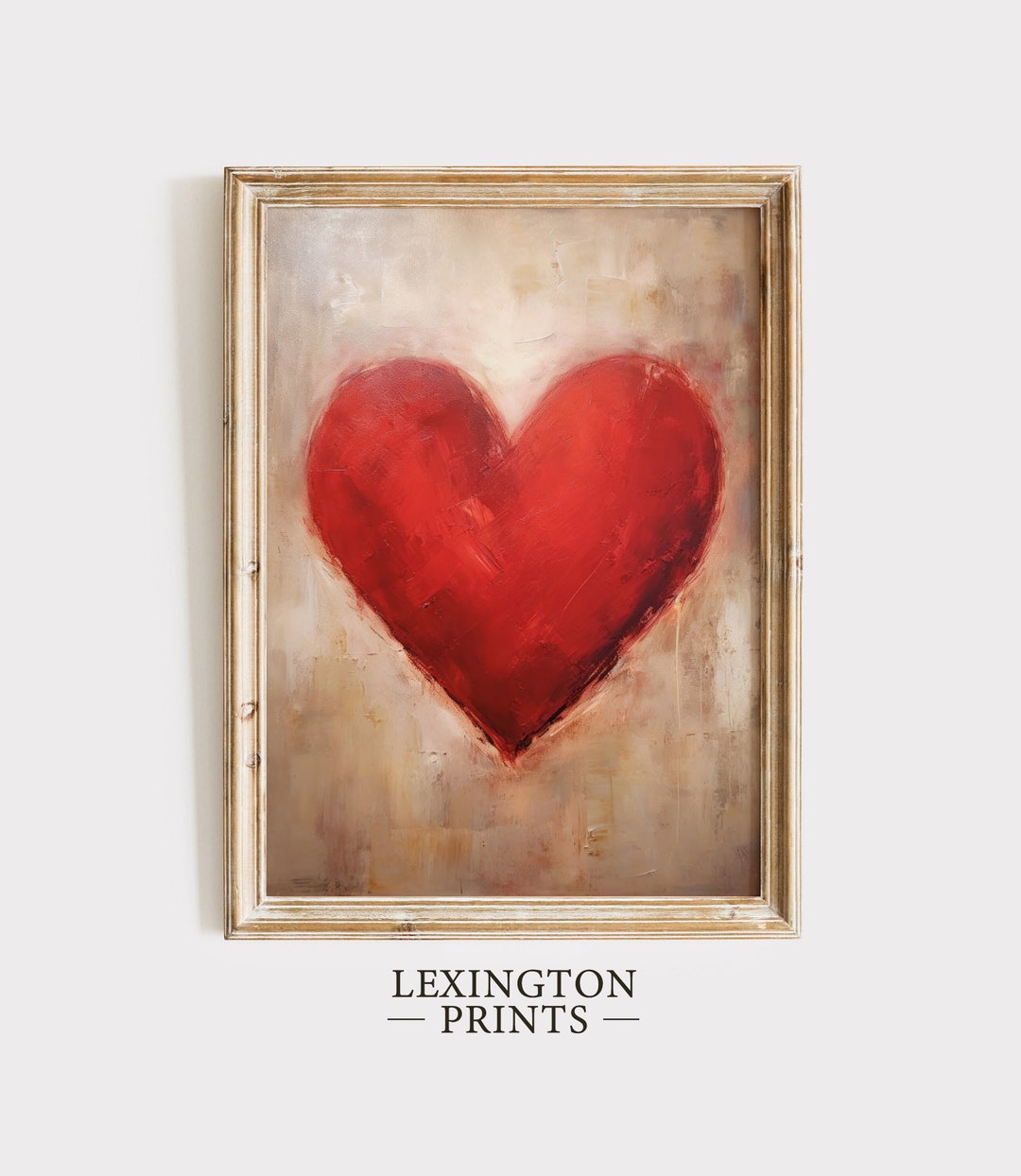 Valentines Day Red Heart Print Valentines Wall Art Rustic Vintage ...