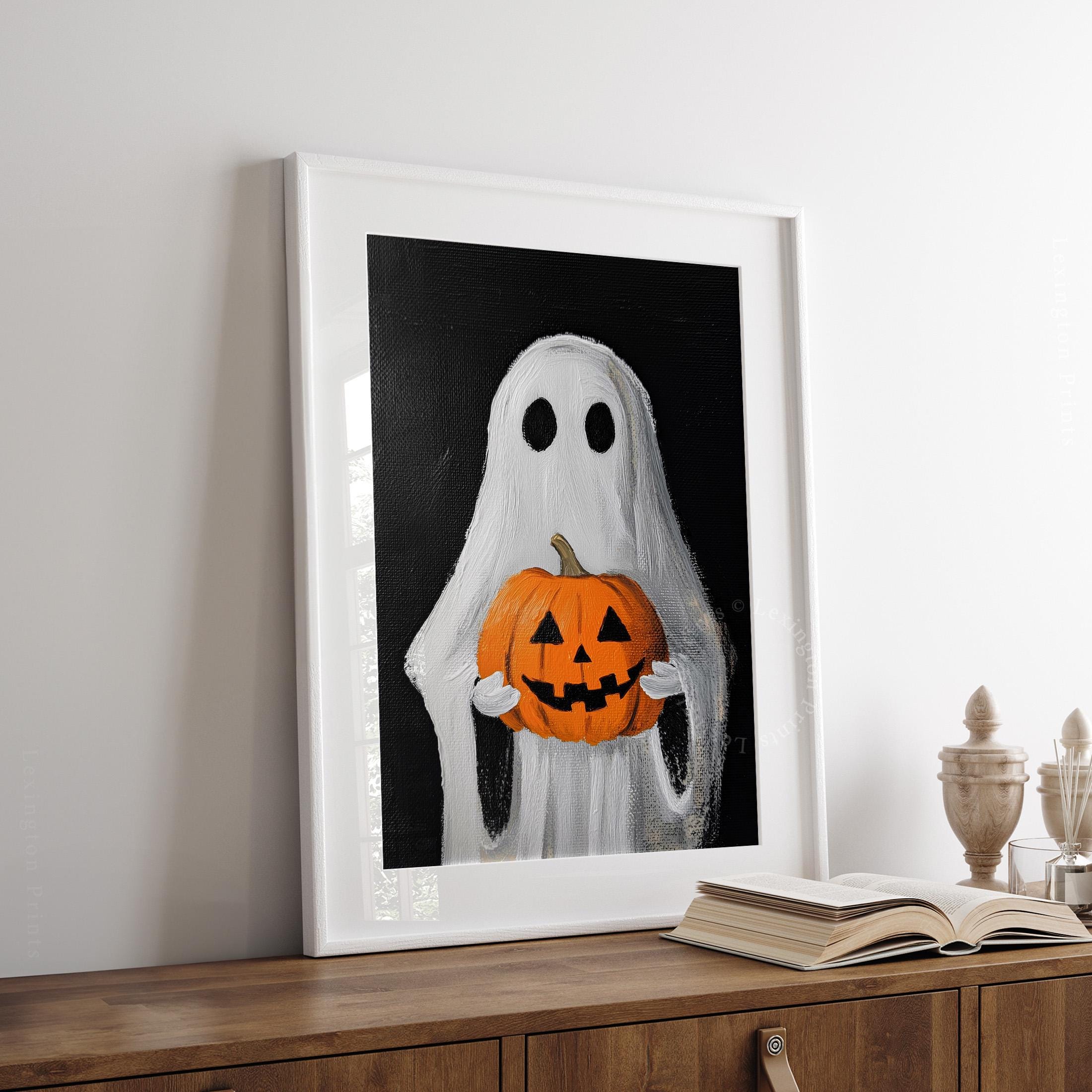Ghost & Jack O Lantern Halloween Printable Wall Art, Ghost Print ...