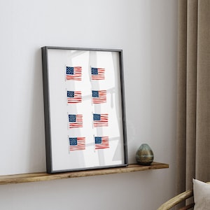 Printable American Flag Wall Art, Vintage 4th of July Print, Fourth of ...