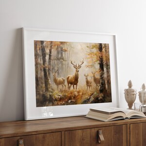 Fall Wall Decor Printable Deer Painting Forest Art Painting Rustic Fall ...