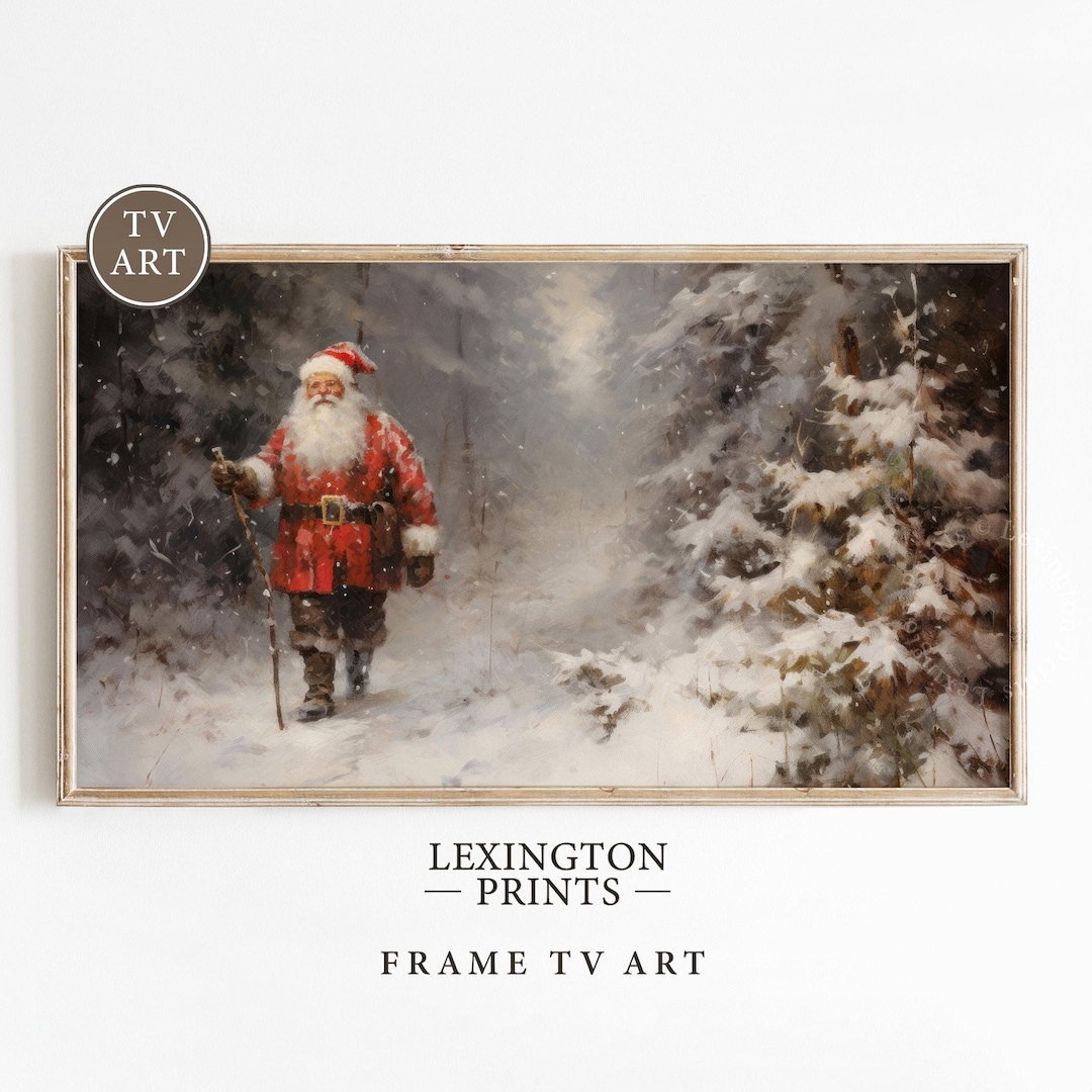 Santa Christmas Frame TV Art Christmas Santa Christmas Wall Art Winter ...