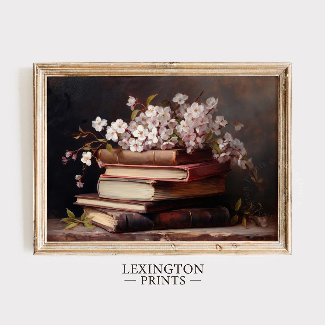 Moody Spring Wall Art Cherry Blossom Book Art Spring Print Spring Decor ...