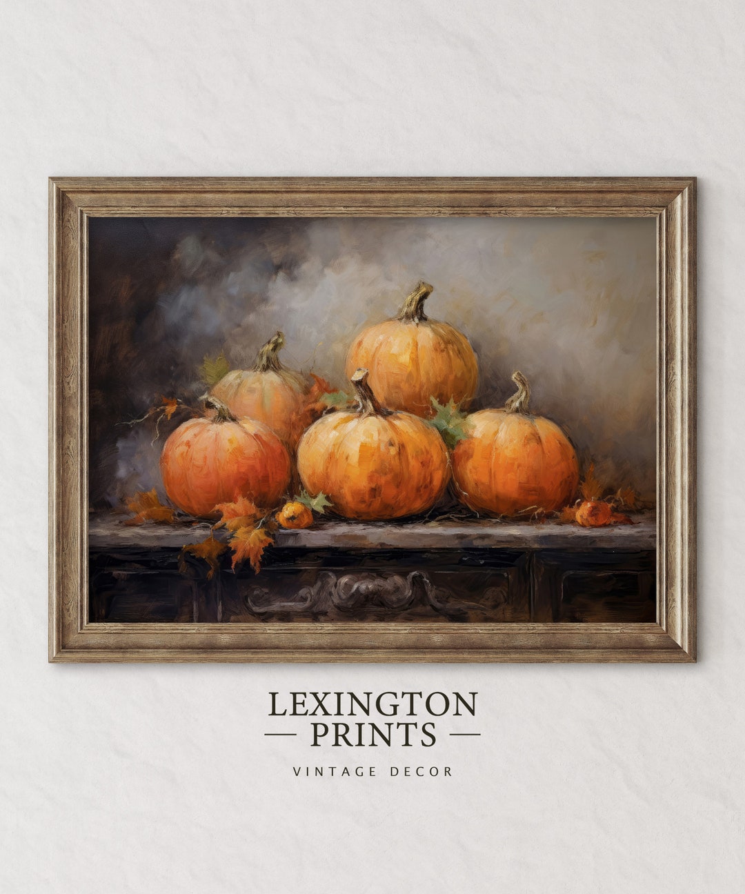 Vintage Halloween Wall Decor Printable Pumpkin Still Life Painting ...