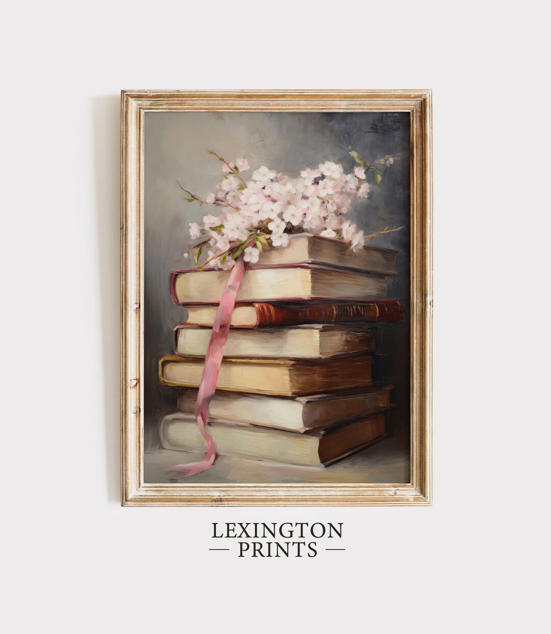 Spring Wall Art Pink Book Art Spring Print Spring Decor Academia Print ...