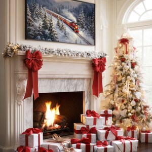 Christmas Train Art Christmas Frame TV Art Christmas Wall Art Forest ...
