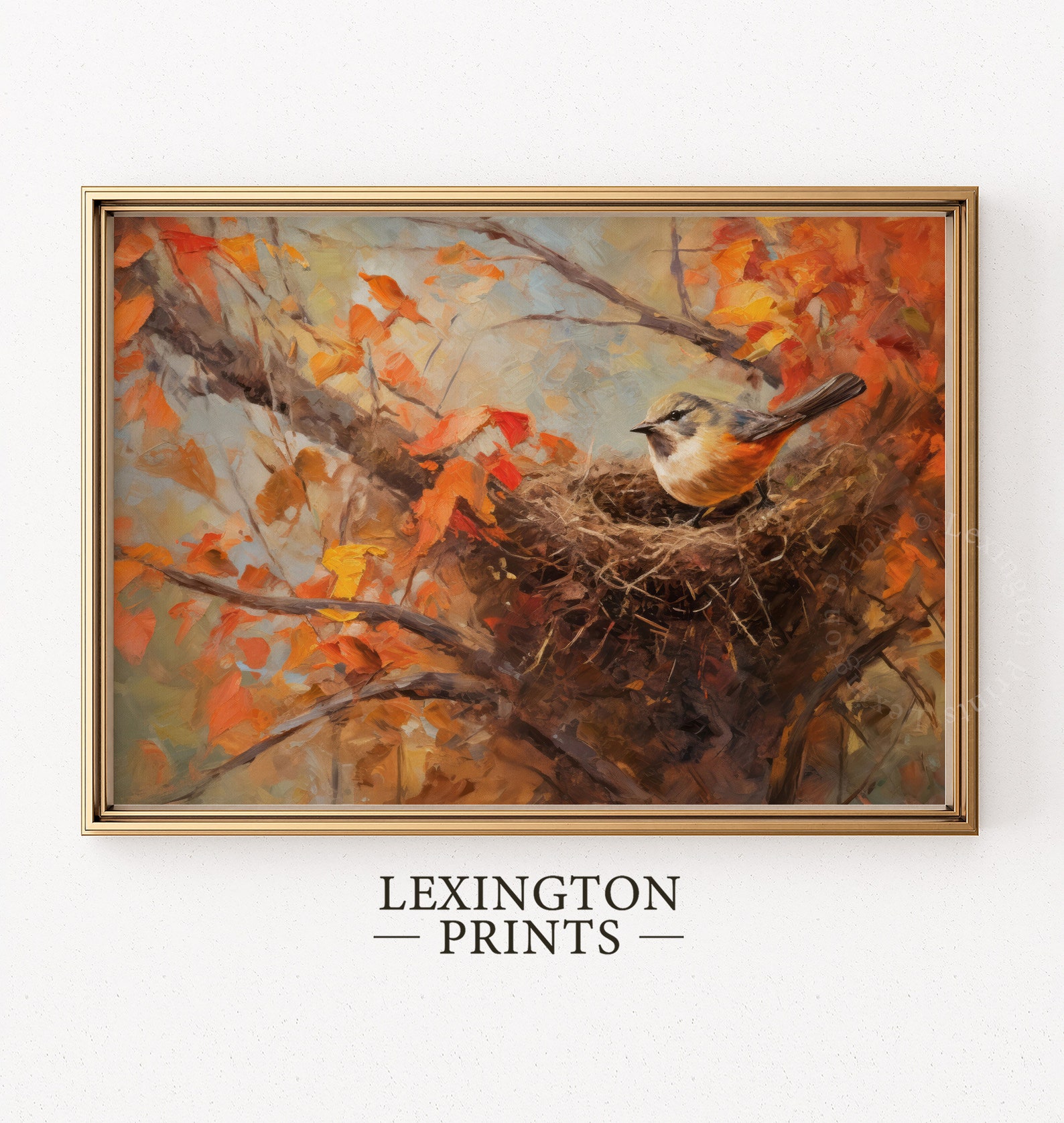 Vintage Fall Bird Art Autumn Decor Printable Bird Nest Nature Wall Art ...