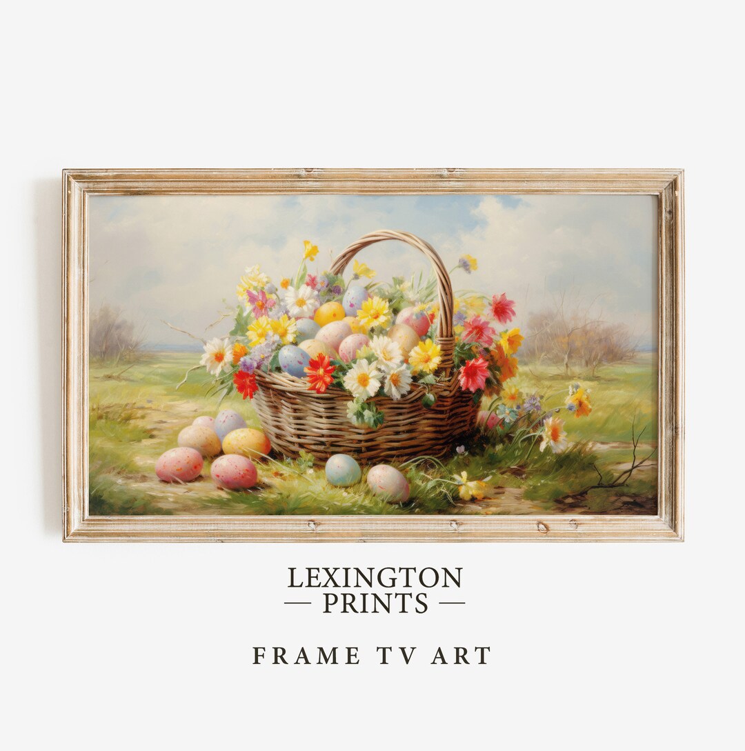 Easter Basket Samsung Frame TV Art, Wildflower Basket Easter TV Art ...