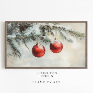 Red Christmas Ornaments TV Art, Christmas Frame TV Art, Winter Tv Art ...