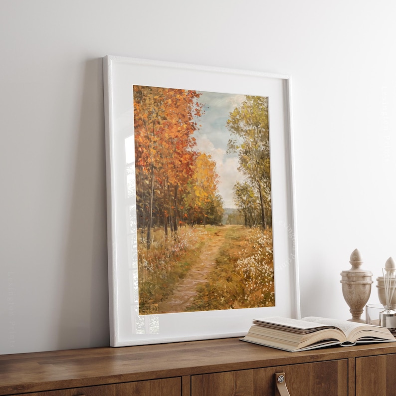 Fall Decor Landscape Print, Fall Printable Wall Art, Vintage Fall Home ...