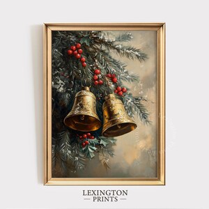 Vintage Christmas Bells Print, Christmas Printable Wall Art, Moody ...