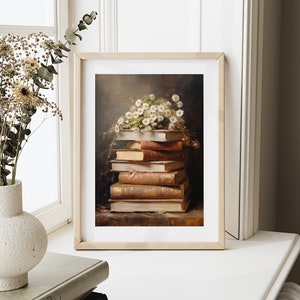 Book Stack Art Rustic Spring Wall Art Farmhouse Spring Print Spring ...