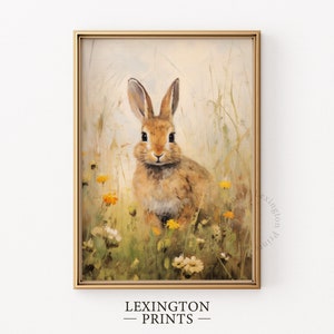 Spring Bunny Rabbit Printable, Wildflower Field Art Easter Print ...